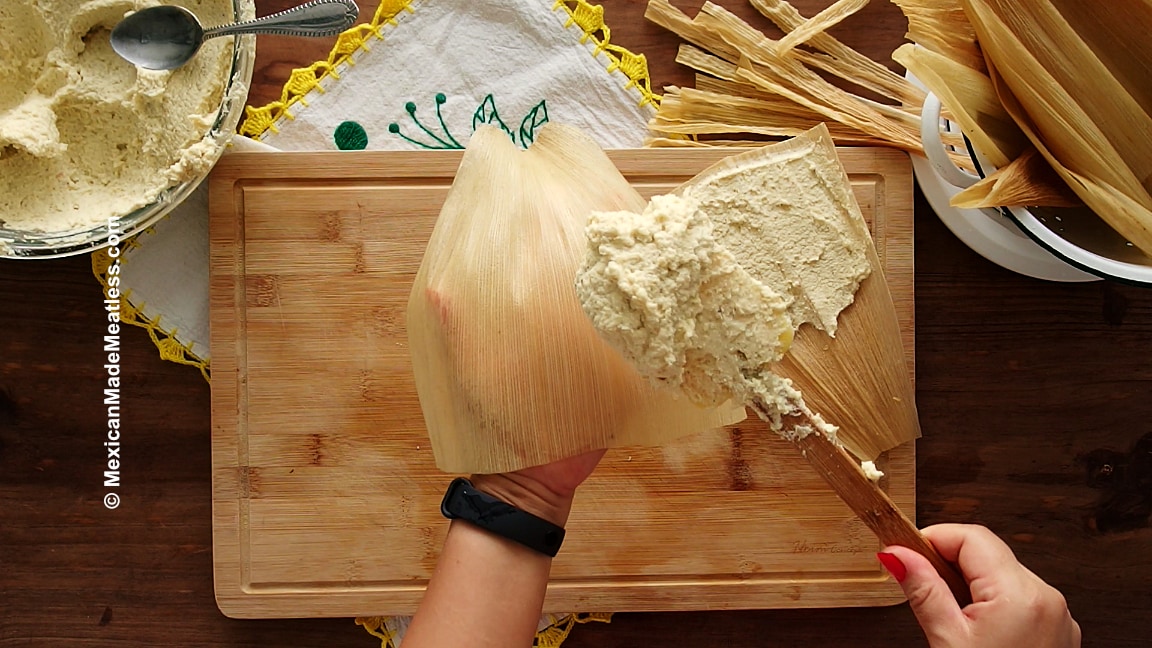 How To Spread Masa For Tamales | Mexican Made Meatless™
