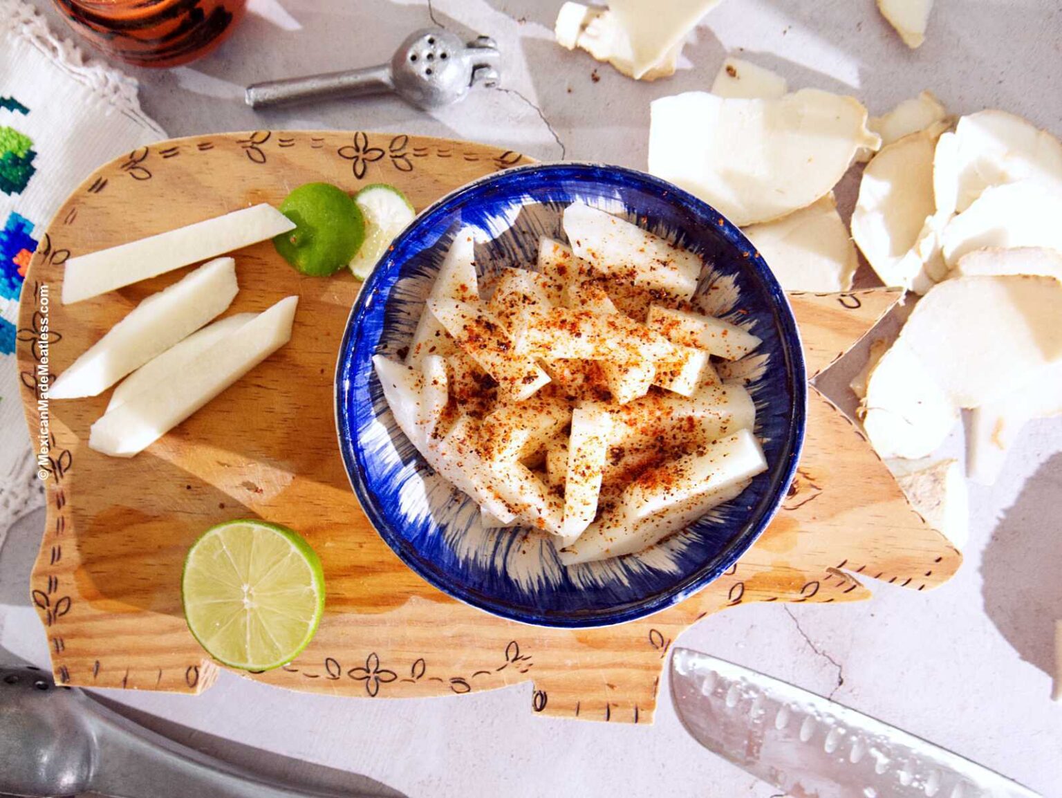 Jicama With Lime And Tajin (Mexican Snack Recipe) | Mexican Made Meatless™