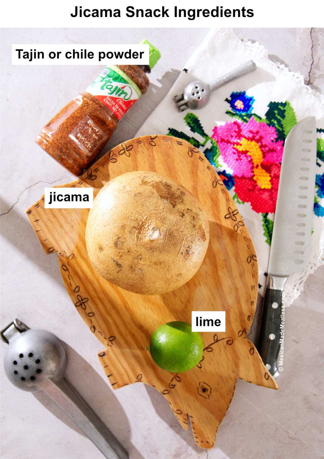Jicama With Lime And Tajin (Mexican Snack Recipe) | Mexican Made Meatless™