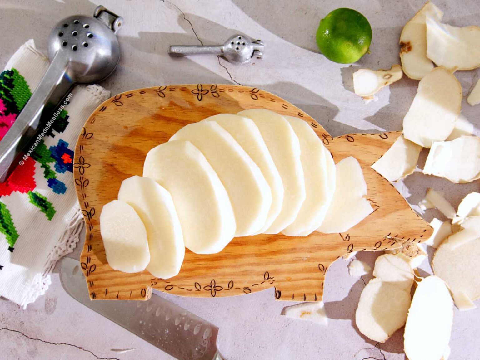 Jicama With Lime And Tajin (Mexican Snack Recipe) | Mexican Made Meatless™